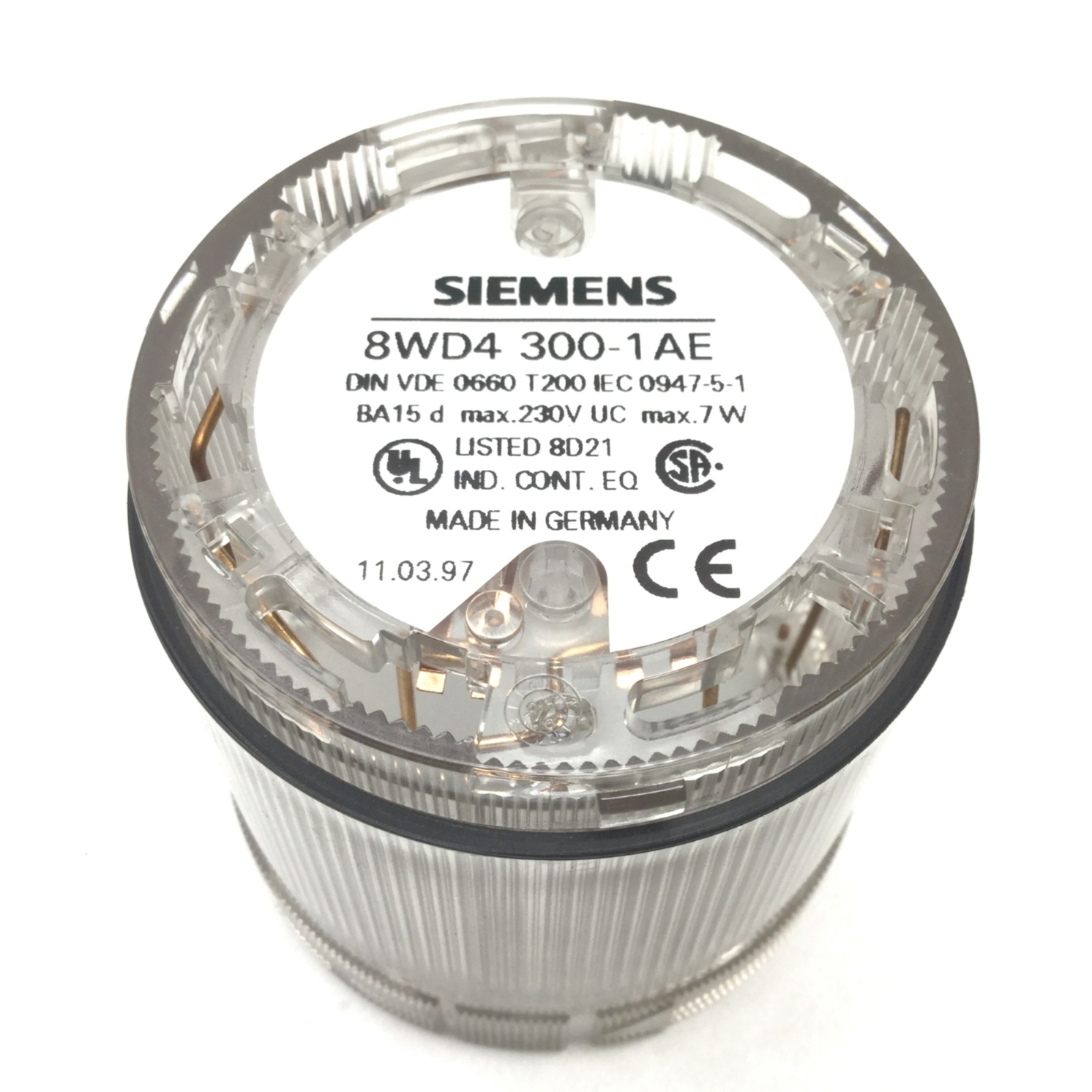 Siemens 8WD4300-1AE White Clear Tower Stack Light, Rating: 7W 230V, *No ...
