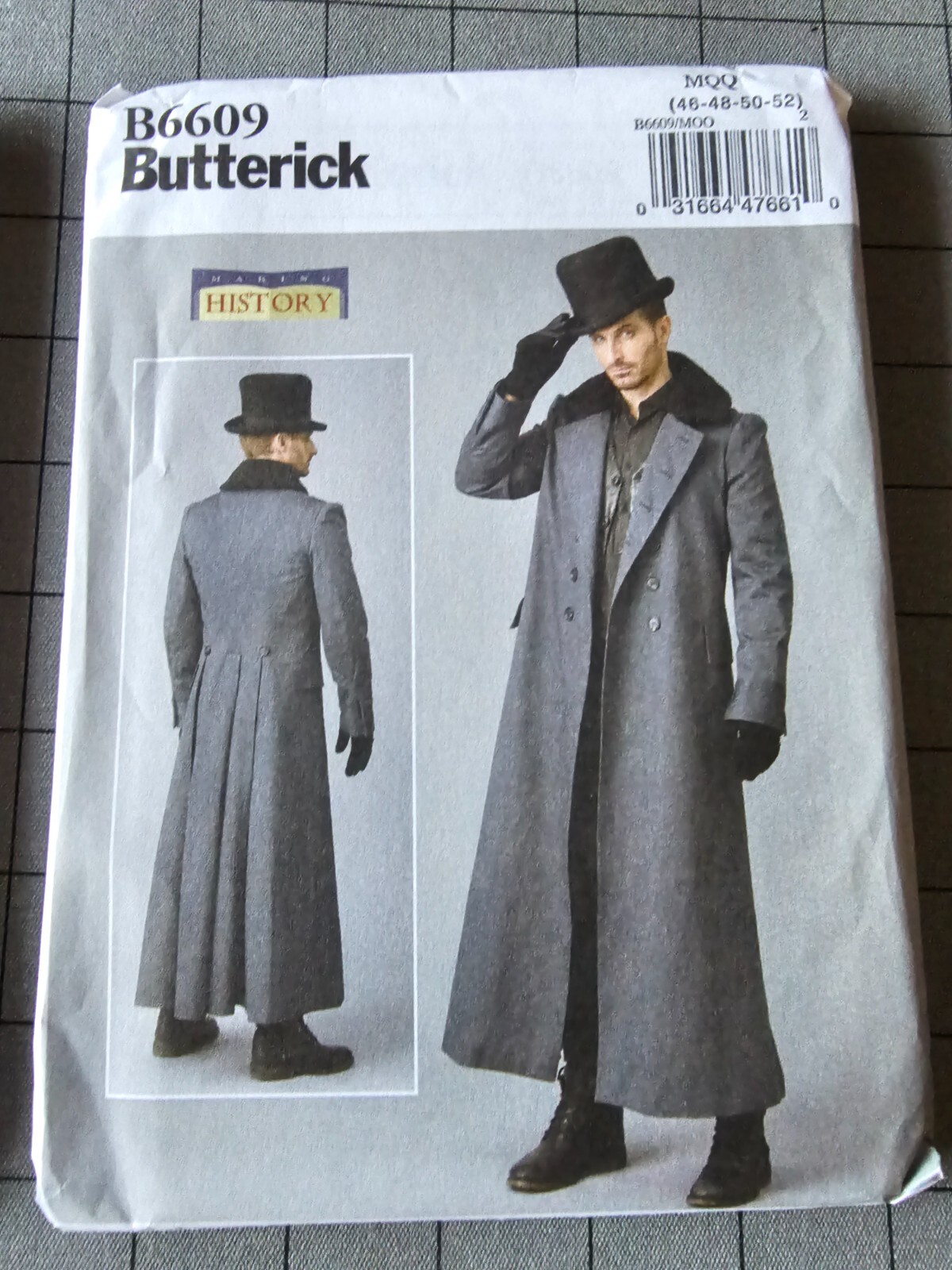 B6609 Butterick Pattern Mens Jacket Overcoat Making History 46-52 for ...