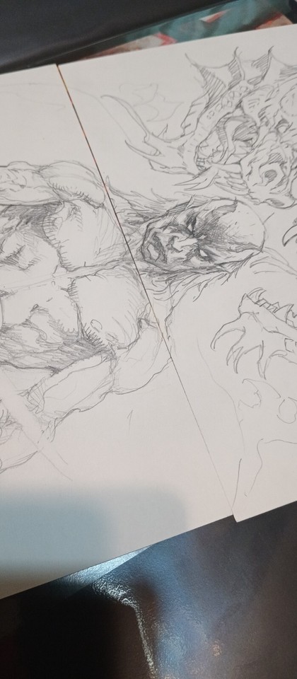 Autographed Tim Vigil Original Pencil Sketch Art Work On 2 Page Spread ...