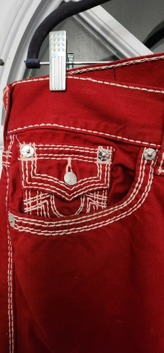Vintage True Religion Jeans Red & White Stitch Men's Size Vintage True Religion Jeans Red & White Stitch Men's Size