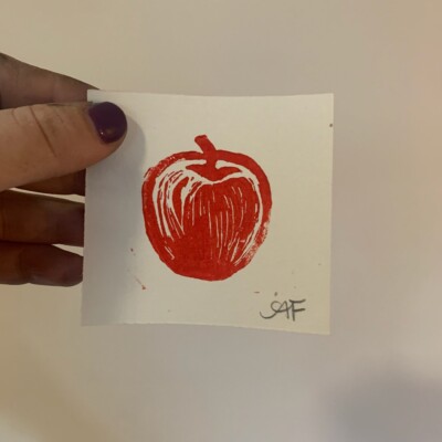 ORIGINAL Red Apple Linocut Prints on Paper (roughly 2.5"x2.5") | eBay