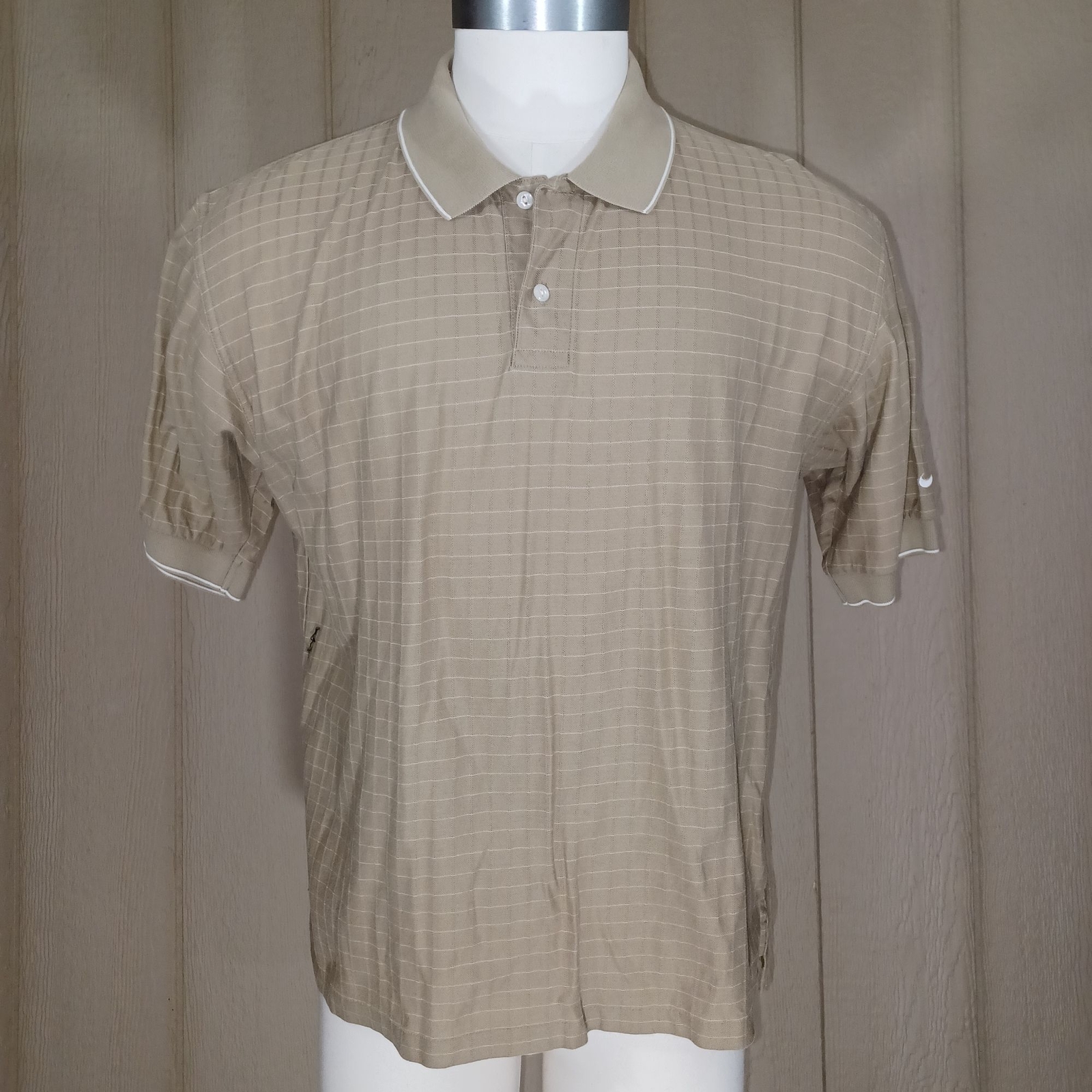 NIKE Shirt Mens Large Beige NIKE GOLF Club Golfer Relaxed Hot Weather ...