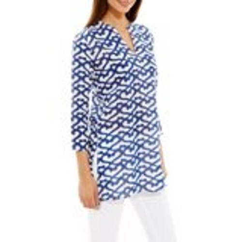 Roberta Roller Rabbit Women's Cata Kurta Large Blue Tunic Shirt Top | eBay