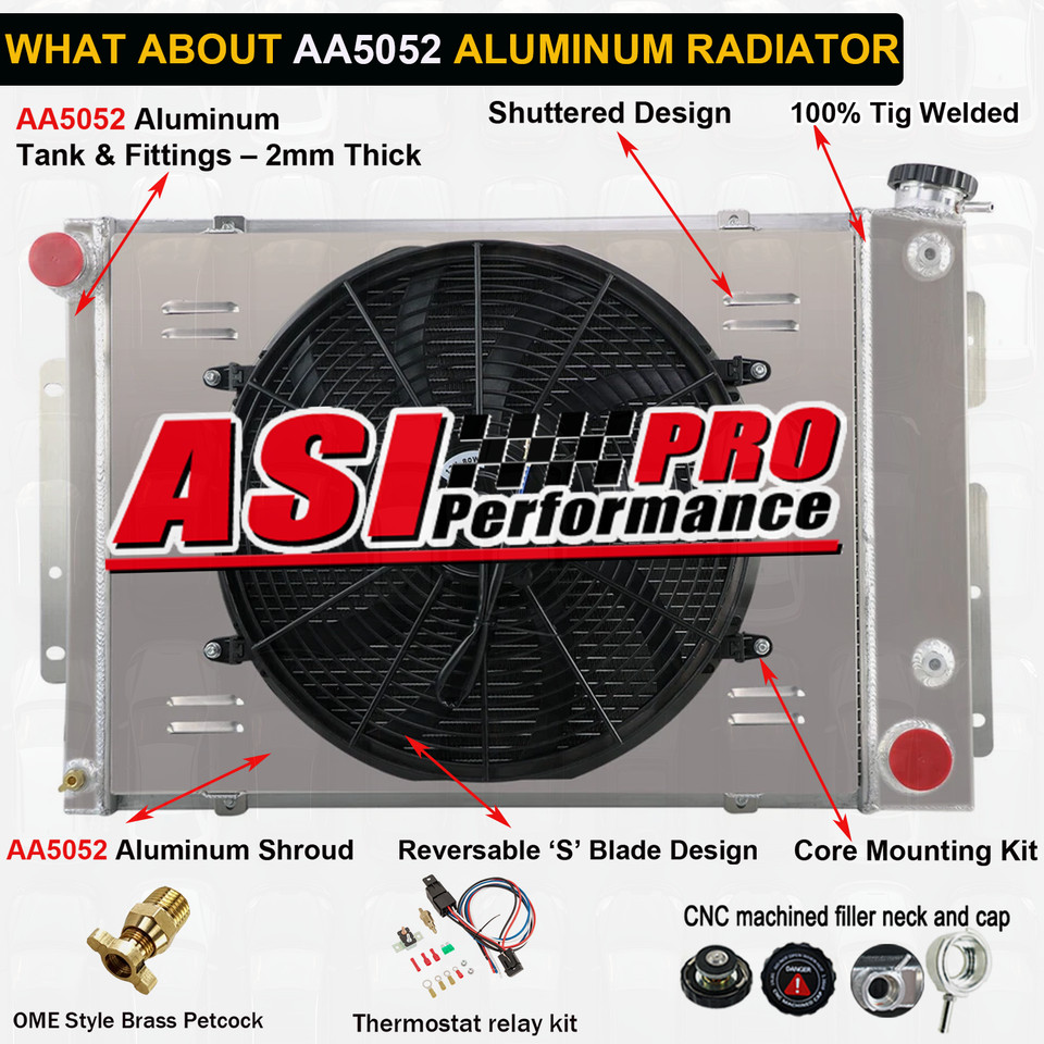 Fit 67-69 Chevy Camaro Pontiac Firebird Big Block 4-Row Radiator Shroud ...