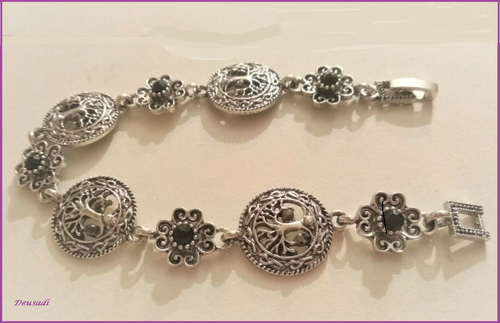 Aged Silver Bracelet Tree Of Life Black Crystal Stone 2000021262157 ...