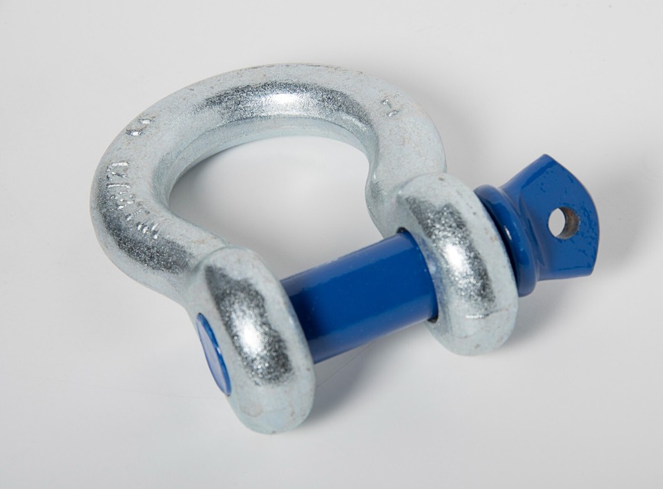 2x 1" D Ring Galv Bow Shackle Screw Pin Blue Clevis Rigging Towing WLL ...