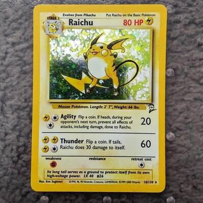 Pokémon TCG Raichu Base Set 2 16/130 Holo Unlimited Holo Rare | eBay
