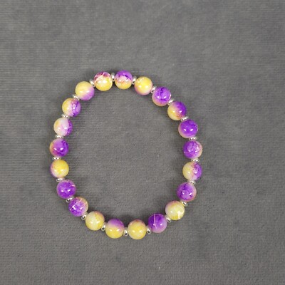 LSU Tigers 8mm Glass Bead Bracelet Elastic Band One Size Fits Most NCAA ...