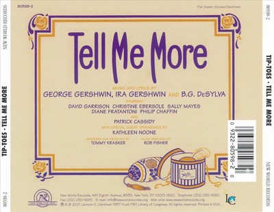 TIP-TOES/TELL ME MORE [1998 CONCERT CAST/1995 STUDIO CAST] NEW CD ...