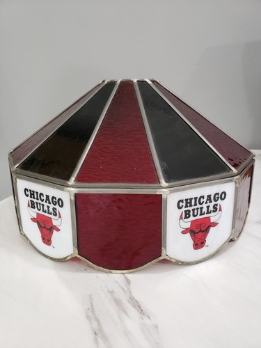 RARE Vintage Chicago Bulls Tiffany Style Lamp Shade Stained Glass Swag ...