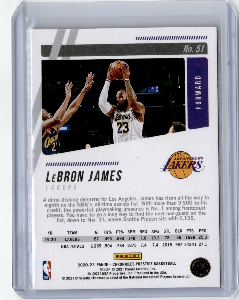 LeBron James 2020-21 Panini Chronicles Prestige #51 Lakers NBA ...