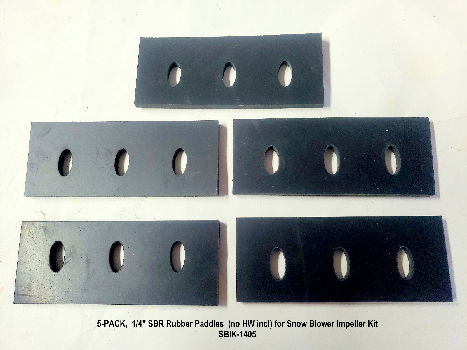 5-Pack, 1/4" Thick SBR Rubber Paddles (no H/W) for our SNOW BLOWER ...