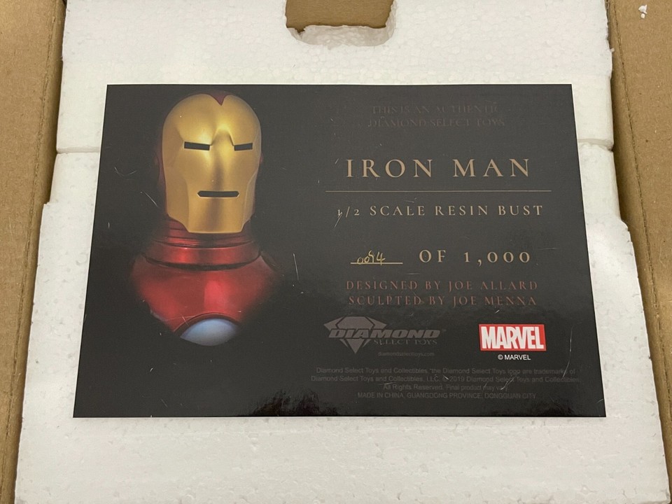 Marvel Comics Iron Man 1/2 Scale Resin Bust LOW Number 94 of 1000 ...
