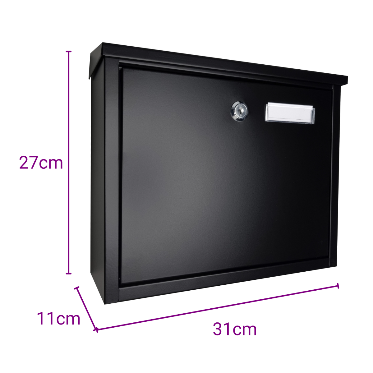 Steel Post Box Black White Silver Postbox Outdoor Mail Lockable Letter ...