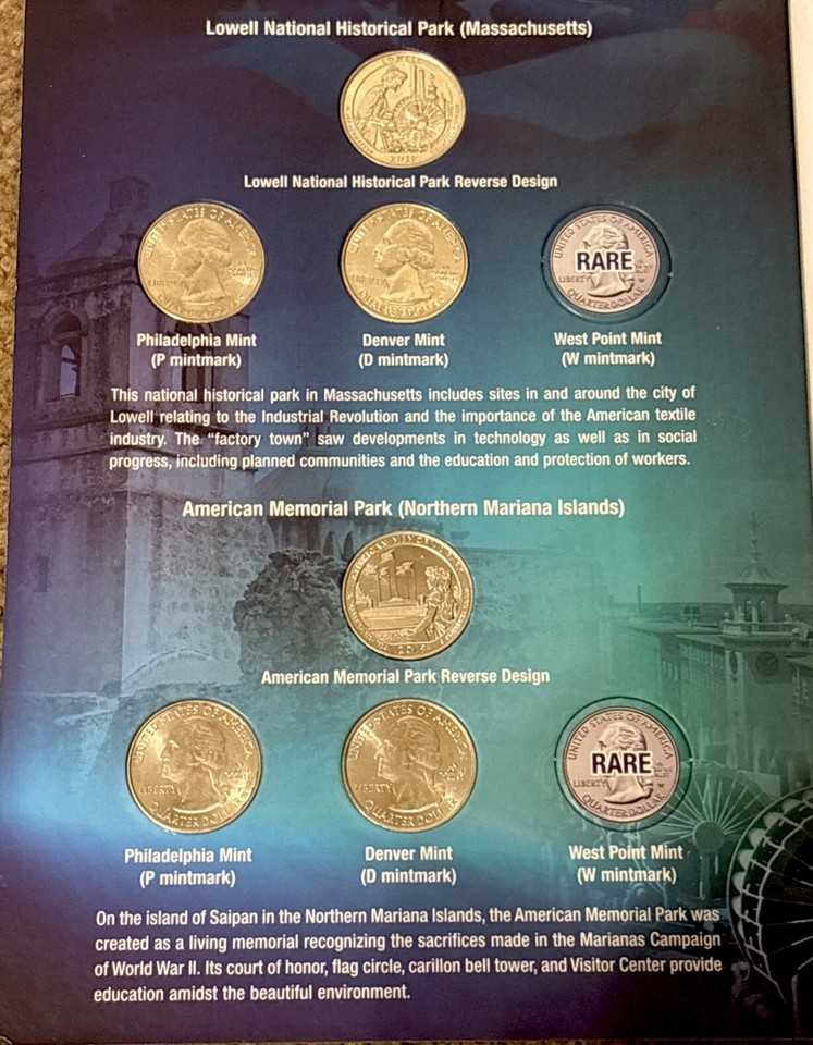 2019 National Park Quarters P, D & W Mint Set Includes All 5 West Point ...