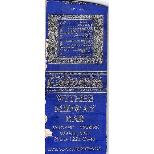 Withee Midway Bar Bruchert - Veurink Vintage Matchbook Cover SC7-Y11 | eBay