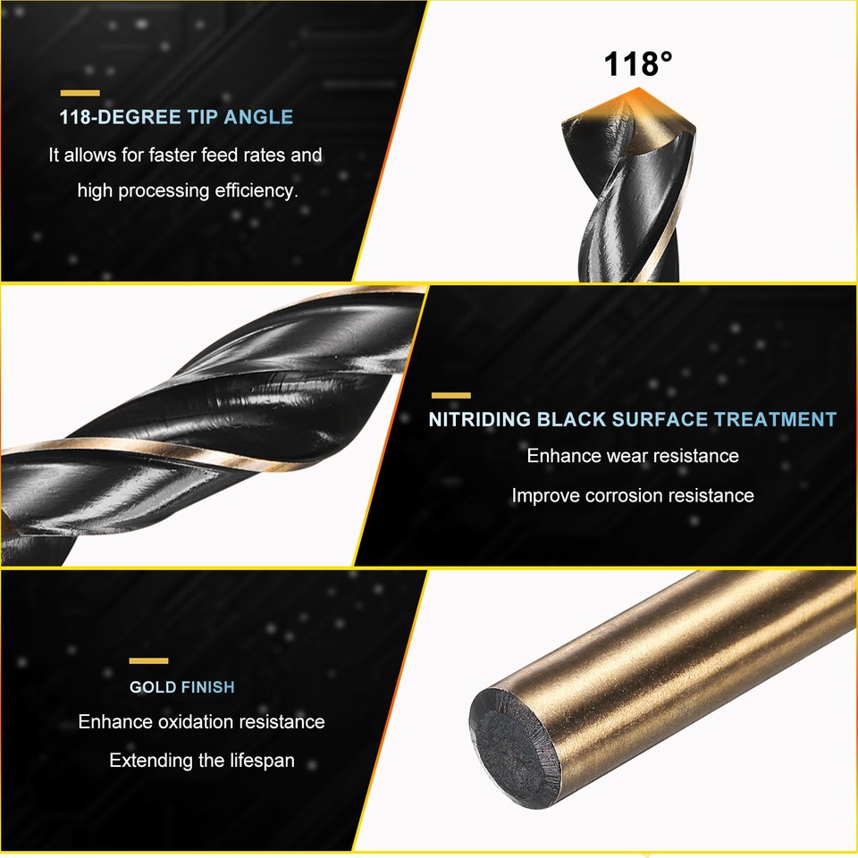5mm Drill Bit Straight Shank 118° M2 HSS for Metal Steel Aluminum - 6 ...