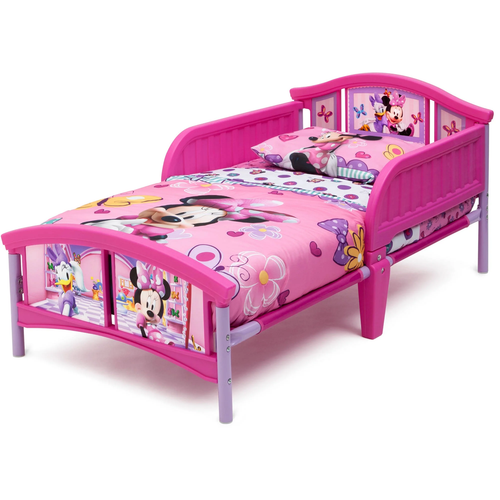 Kid Plastic Toddler Bed Pink Minnie Mouse Safe Sleeping Comfort for ...