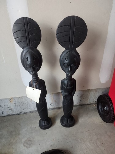 Hand-Carved Wooden African Mask & Statues – Tribal Art Decor - pair (2 ...