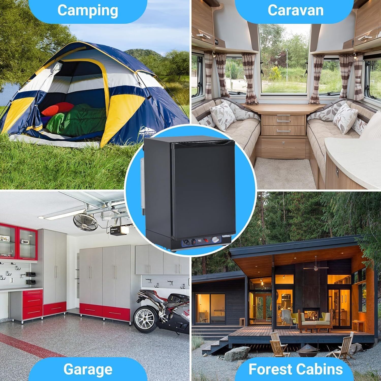 3-Way Fridge Propane Gas Mini Fridge Camper Motorhome LPG 12V/110V RV ...