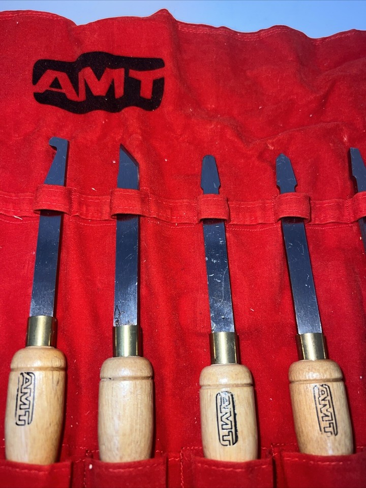 Set of 12 AMT Wood Carving Chisels with Red Pouch Woodworking Tools | eBay