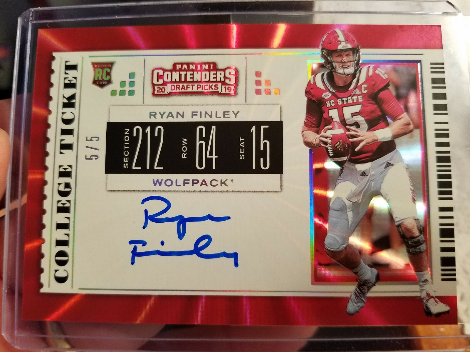 2019 Panini Contenders Draft Picks FAME! Ryan Finley RC Auto #5/5 🔥HOT ...