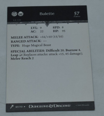 Dungeons and Dragons D&D GIANTS OF LEGEND Bulette 67/72 - CARD ONLY | eBay