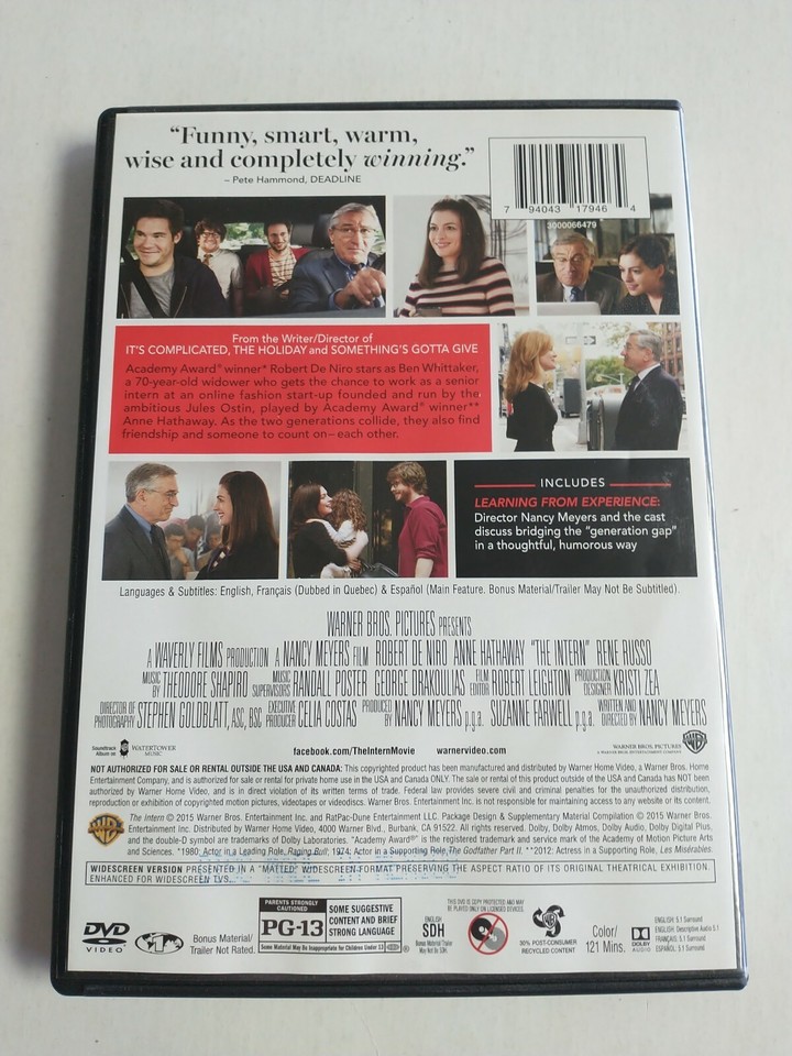 The Intern - DVD By Robert De Niro Anne Hathaway | eBay
