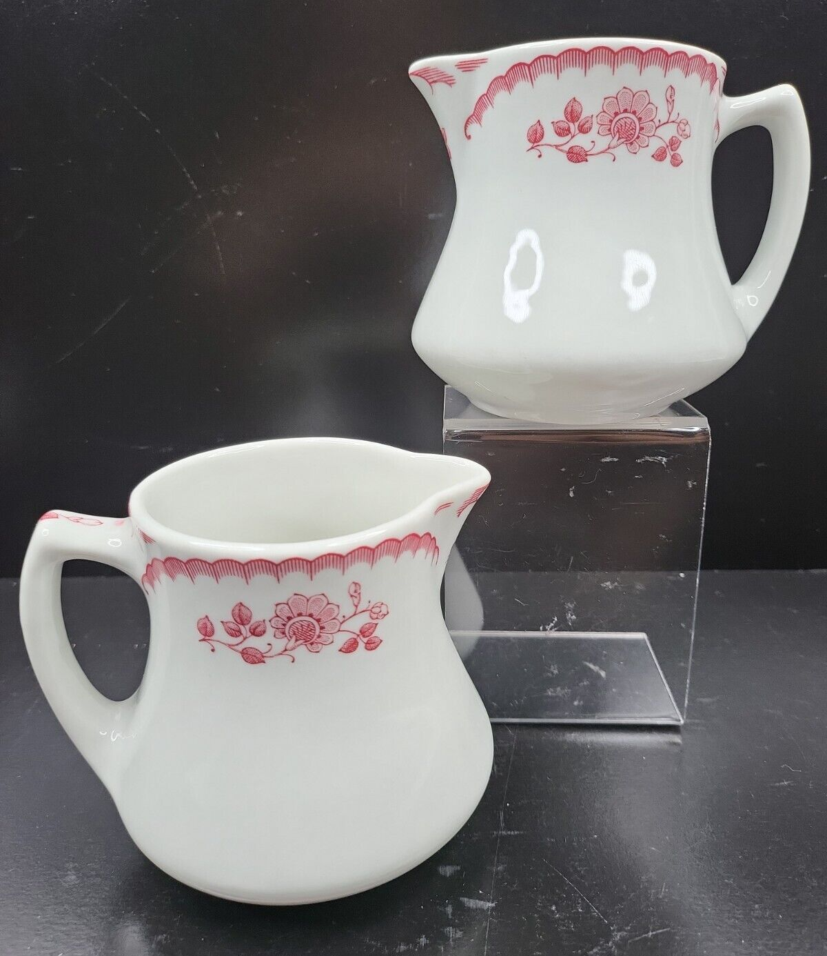 2 Shenango China Chardon Rose Red Creamers Set Vintage Diner Restaurant ...