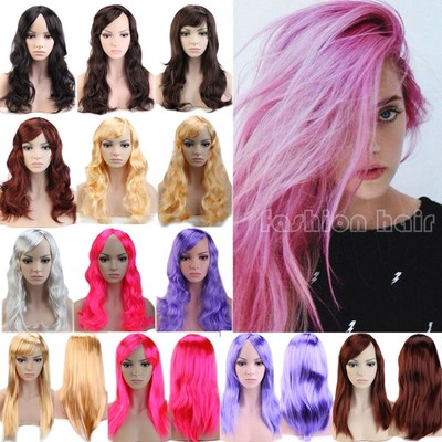 Cheap Cosplay Full Wig With Bangs Women Long Wavy Straight Hair Wig ...