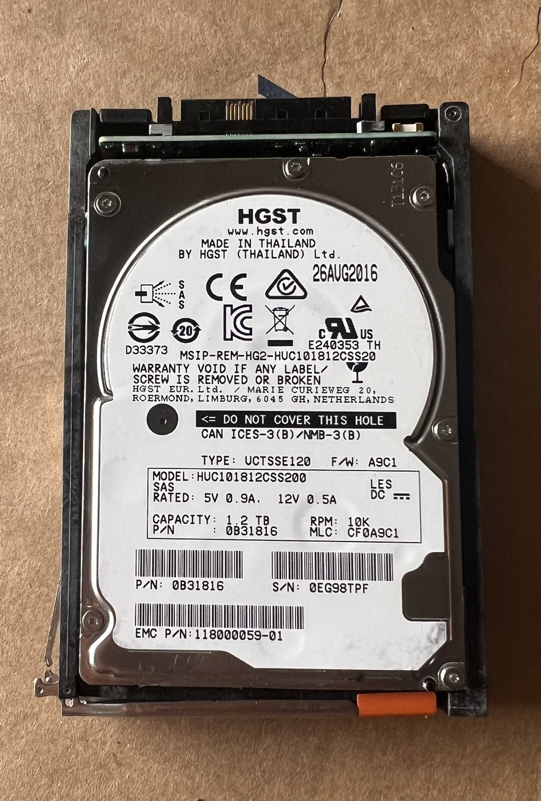 EMC 005051469 1.2TB 10K 2.5" 6Gbps SAS HDD V4-2S10-012 V5-2S10-012 V6 ...