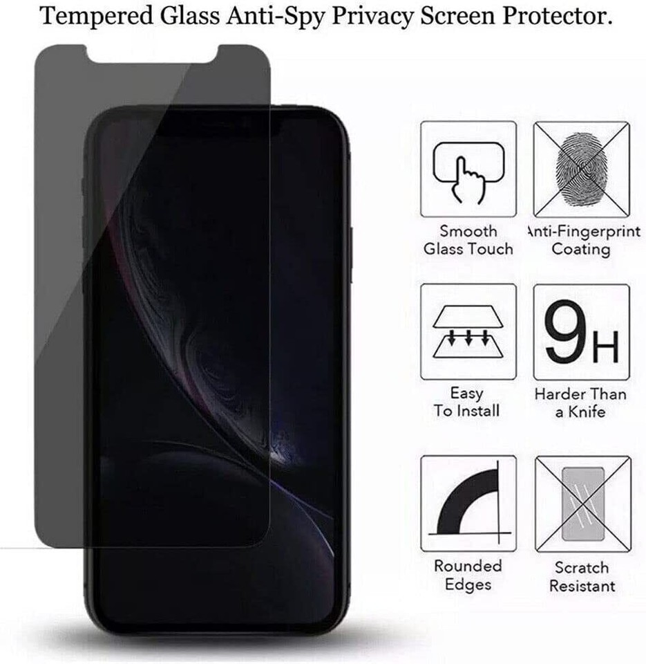 For iPhone 17 16 15 14 Pro Max Privacy AntiSpy Tempered Glass Screen ...