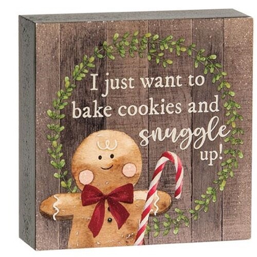 Gingerbread Man Snuggle Bake Cookies Wood Block Blossom Bucket 4 x 4 x ...