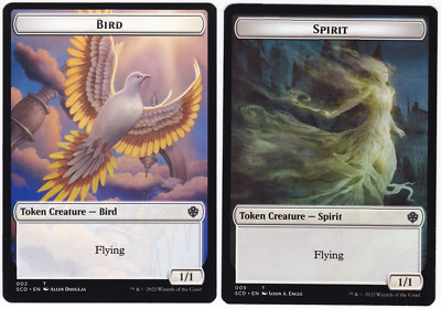 MTG Commander Starter 2022 Two-Sided Token Bird #002 Spirit #009 ...