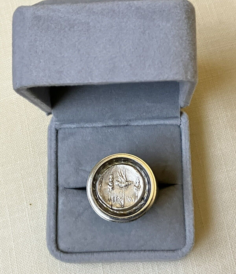 Silver Denarius Marcus Antonius LEG VI 32 BC Ancient Roman Coin Ring ...