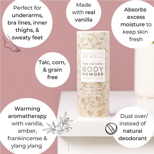 Natural Talc Free Powder, Body Powder for Women, Blissful Earth Scent ...