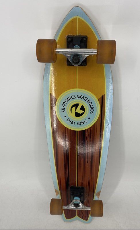 Kryptonics Orange Black Fishtail Sand Spray Grip Longboard Skateboard ...