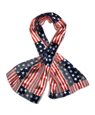 Vintage Silky Polyester Head Wrap Scarf Stars and Stripes Motif 13 X 56 ...