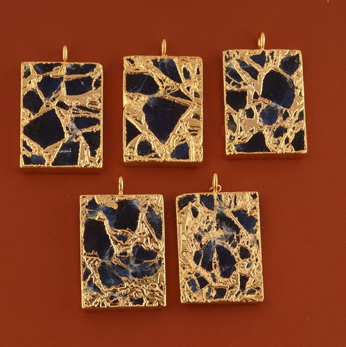 Blue Copper Jade Handmade Gold Plated DIY Rectangle Shape Connectors ...