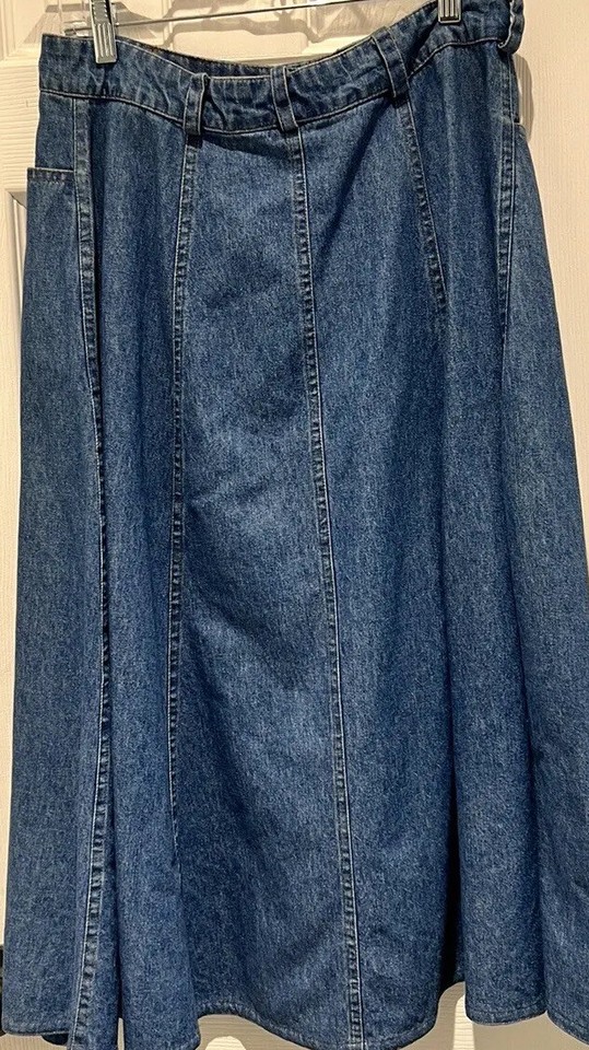 Hairston Roberson Ropa Blue Denim Skirt With Pockets Size 14 | eBay