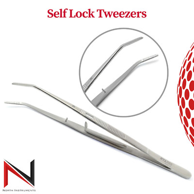Self Locking Cotton Dressing Tweezers Surgical Tissue Forceps Dental ...
