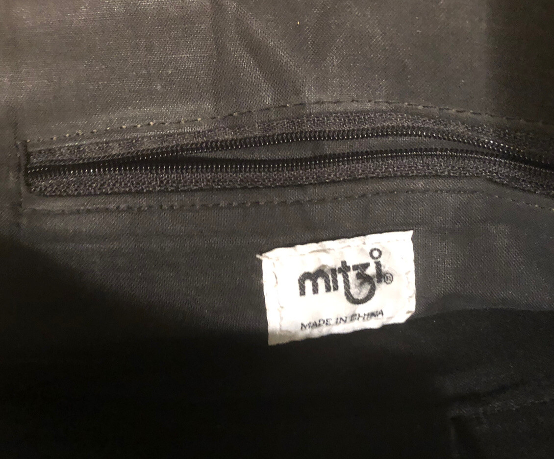 Black 9"x9" Logan Mitzi Leather 5 Pocket Purse w 2-22" Handles | eBay