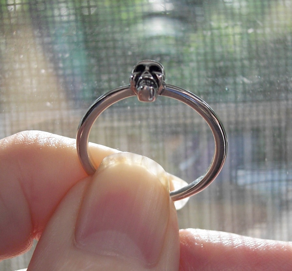 Dainty Phantom Skull Ring 925 Sterling Silver Goth Punk Minimalist | eBay