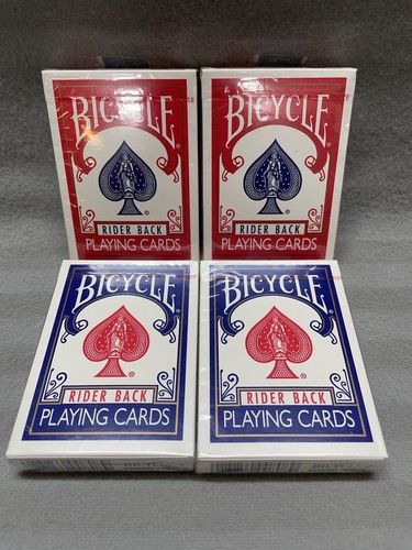 4 Decks Bicycle Rider Back Playing Cards 2 Red 2 Blue Poker 808 New & Sealed 73854008089| eBay