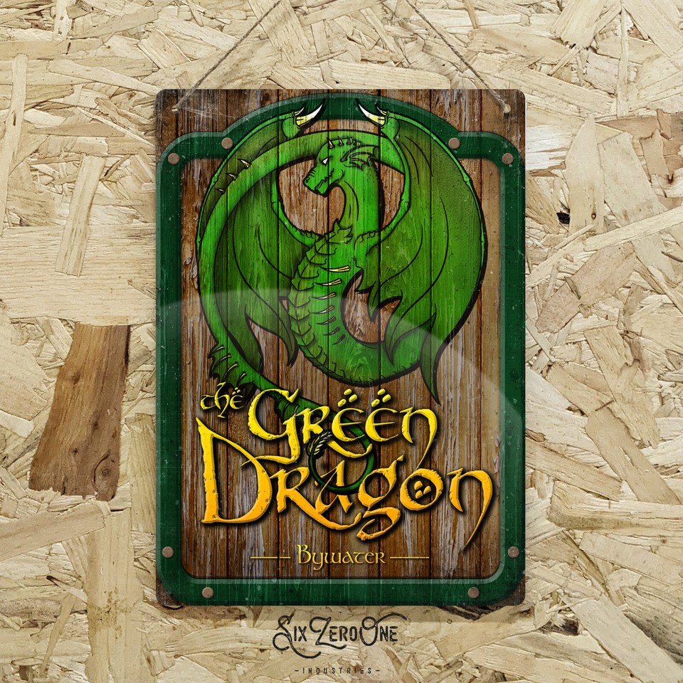 Green Dragon Metal Sign Man Cave Bar Vintage Pub Lord of the rings LOTR ...