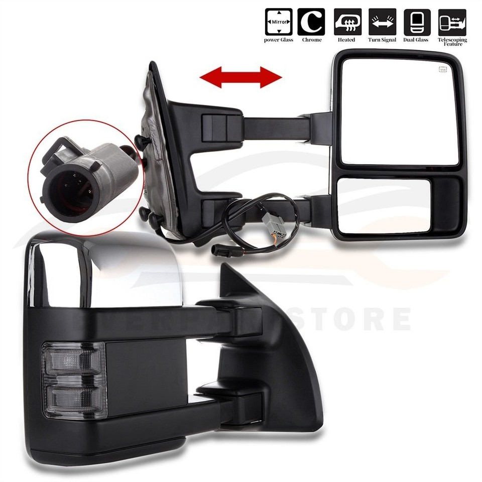 2x Power Heated Smoked Signal Side Mirrors For 1999-2007 Ford F250 F350 ...
