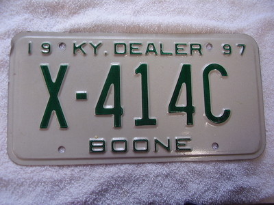 1997 KENTUCKY DEALER LICENSE PLATE X-414C | eBay