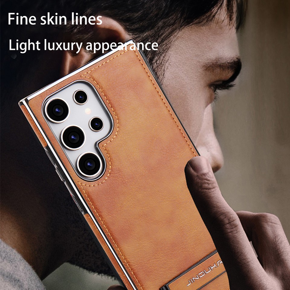 For Samsung Galaxy S25 S24 S23 Ultra Leather Plating Shockproof Case with Stand | eBay