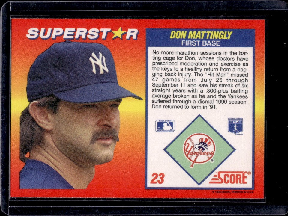 1992 Score 100 Superstars Don Mattingly #23 - New York Yankees | eBay