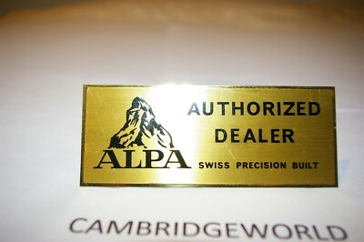 ALPA CAMERA 41/4X13/4" inches GOLD COLOR METAL AUTHORIZED DEALER SIGN ...
